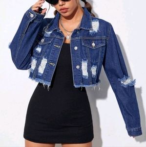 Jackets & Coats | New Ripped Raw Hem Crop Denim Jacket | Poshmark